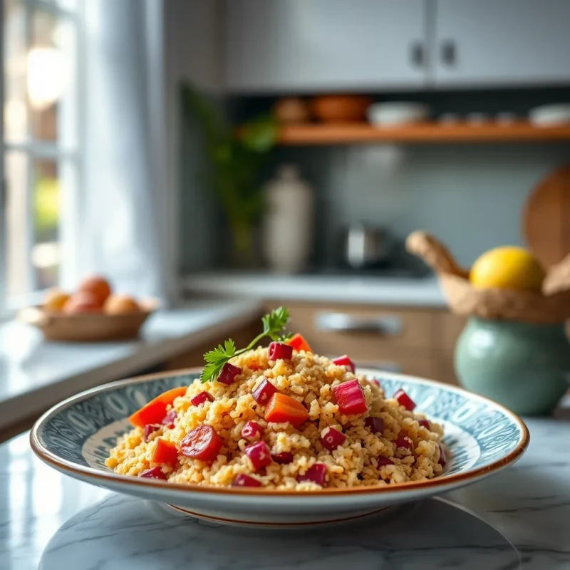 Марокански кус-кус с ревен и кайсии - Рецепта