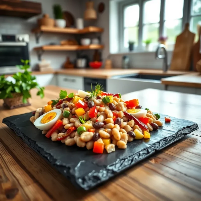 Салата от червен боб с яйца и чушки - Рецепта