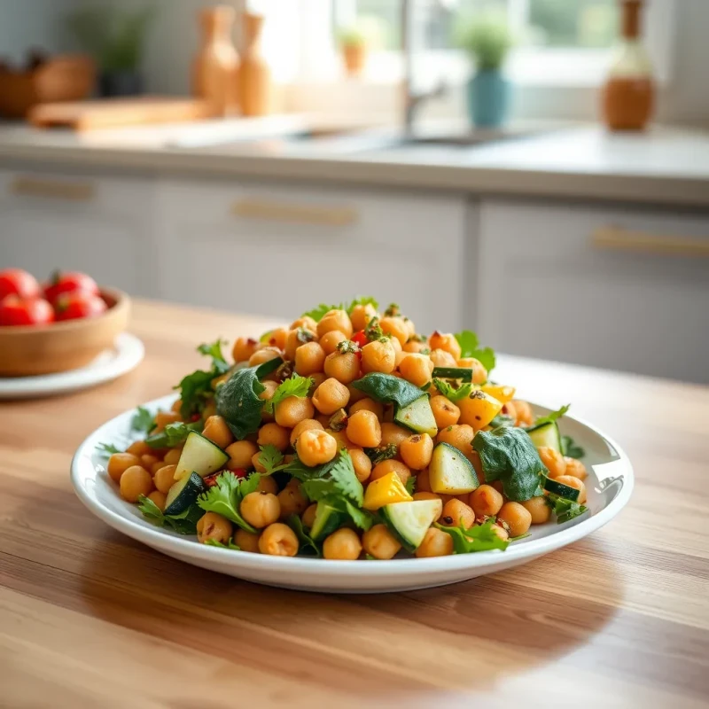 Салата с нахут и тиквички - Рецепта