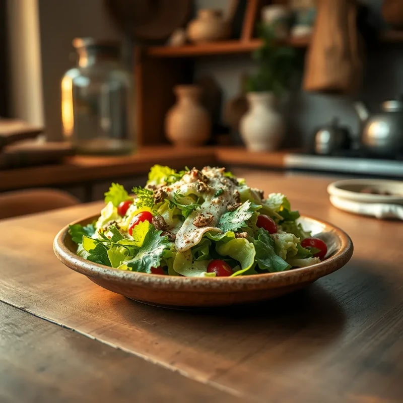 Салата Цезар със сос аншоа - Рецепта