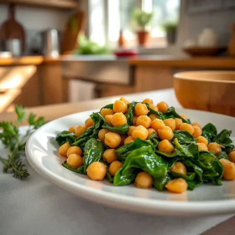 Спанак с нахут - Рецепта