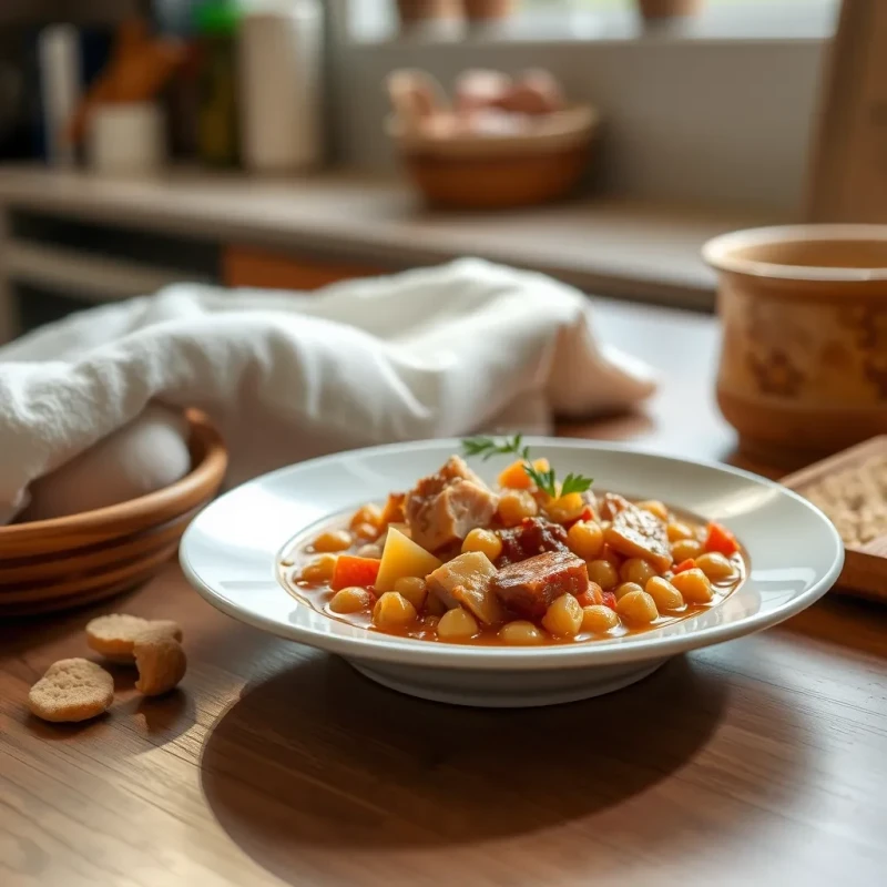 Супа с шунка и нахут - Рецепта